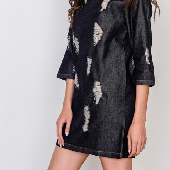 Dresses | Distressed Denim Mini Dress | Poshmark